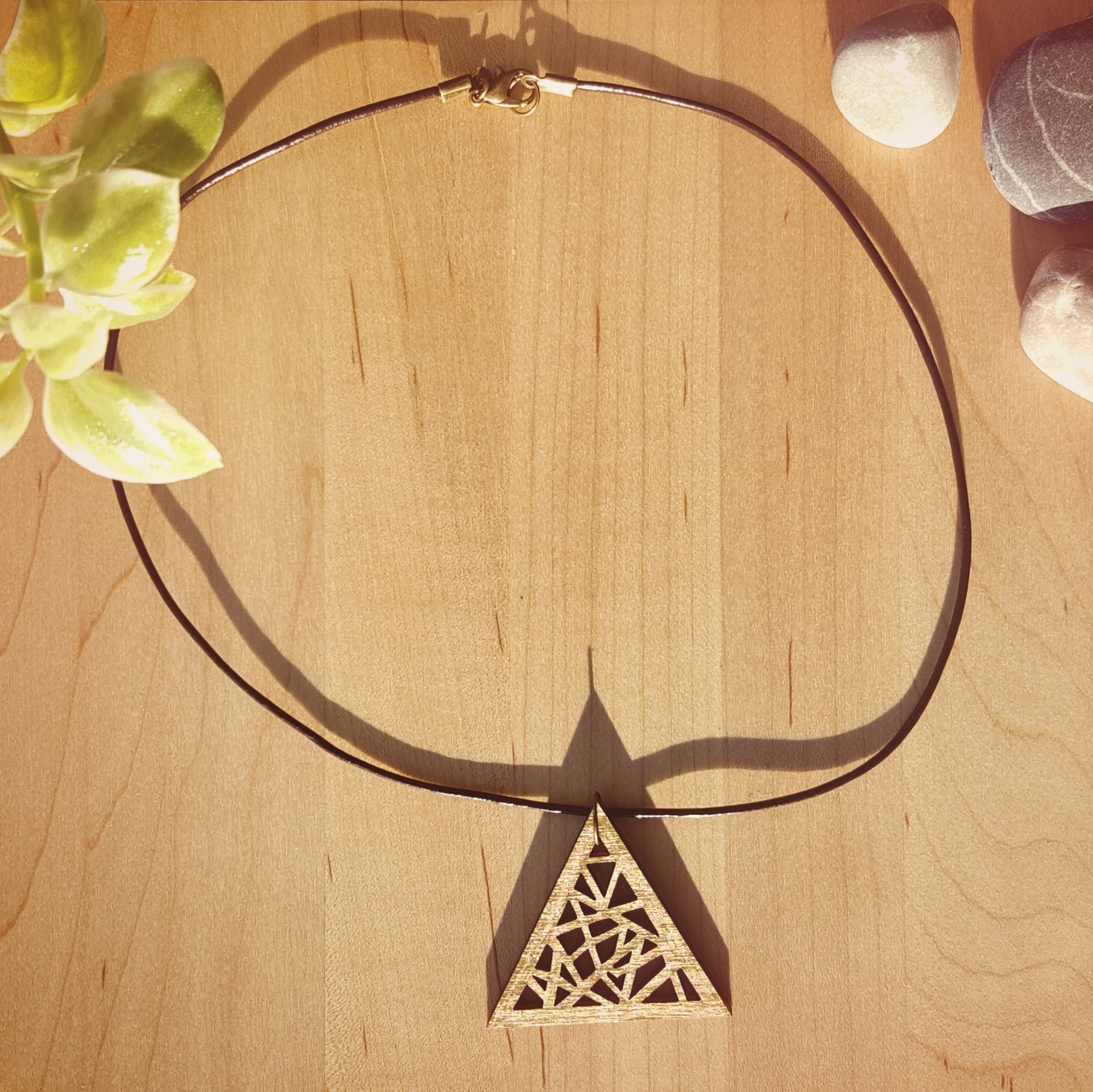 Gold Geometric Triangle Necklace – Allison Doyle Design
