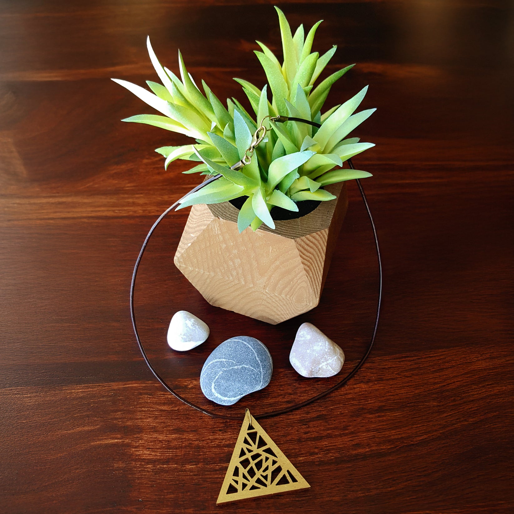 Gold Geometric Triangle Necklace – Allison Doyle Design